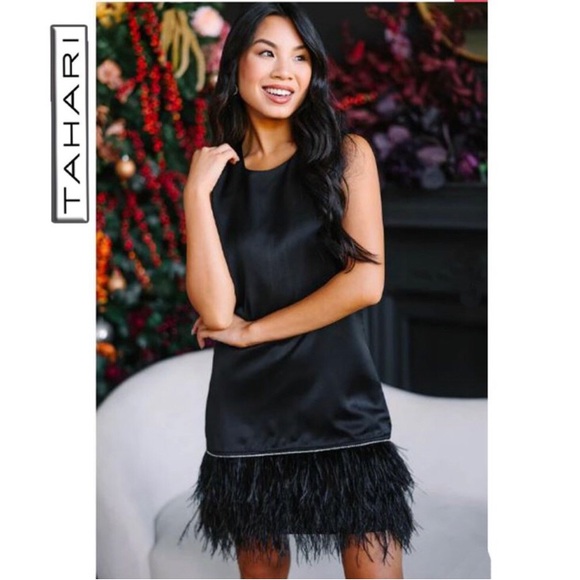 Tahari ASL | Dresses | Elle Tahari Ostrich Feather Trim Dress | Poshmark